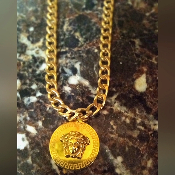 Versace | Jewelry | Versace Gold Medallion Cuban Link Chain | Poshmark